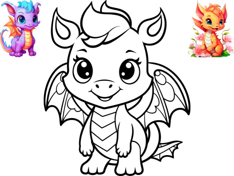 Fișe de colorat cu dragoni - Cărți de povești