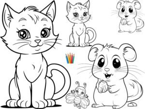 Planșe de colorat cu pisici și șoricei pentru copii - Cărți de povești